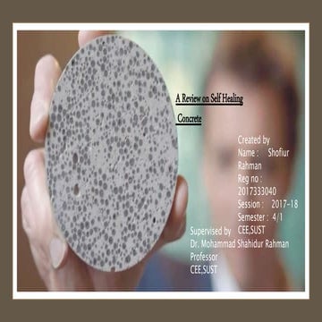 A Review on Self Healing Concrete | PPTX