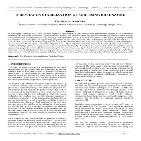 A review on stabilization of soil using bio enzyme | PDF