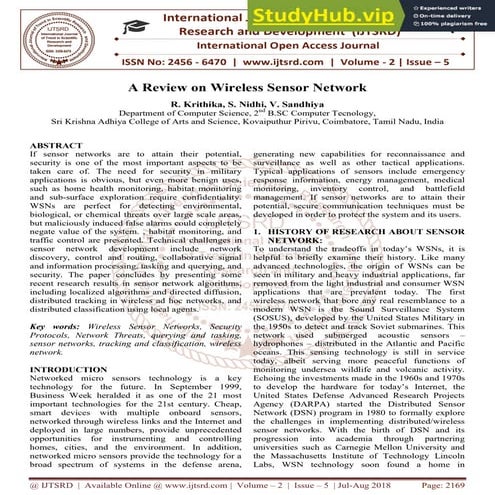 A Review On Wireless Sensor Network | PDF