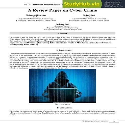 A Review Paper On Cyber Crime | PDF