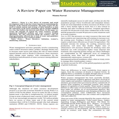 A Review Paper On Water Resource Management | PDF