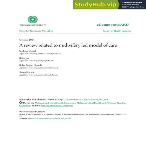 A Review Related To Midwifery Led Model Of Care | PDF