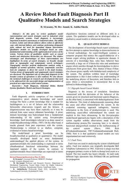 A Review Robot Fault Diagnosis Part Ii Qualitative Models And Search Strategies By Dsivasamy
