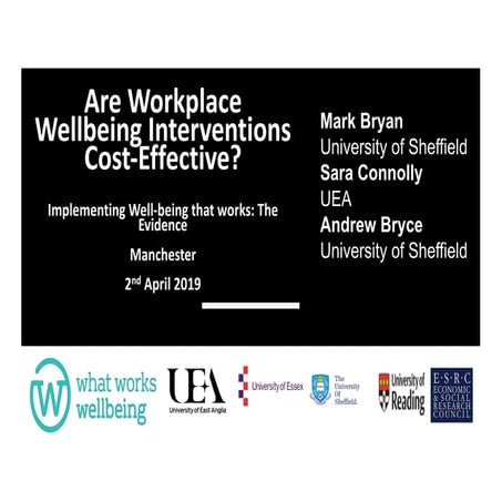 Are workplace wellbeing interventions cost effective | Dr Mark Bryan | PPT