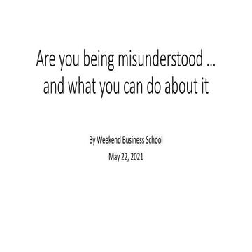 Are you being misunderstood | PPT