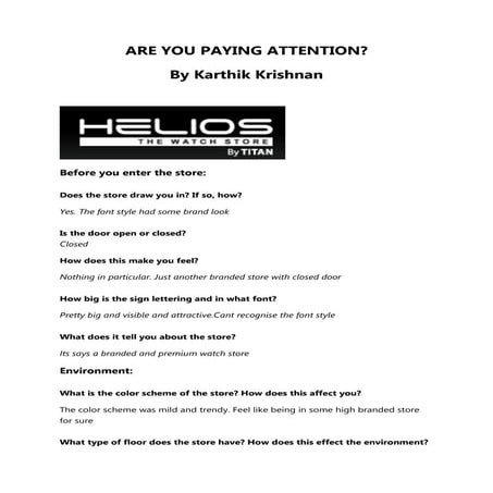OBSERVATION IN A RETAIL STORE | DOCX
