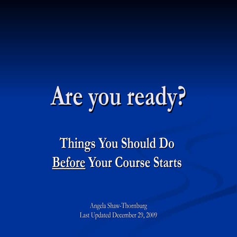 Are You Ready? | PPT