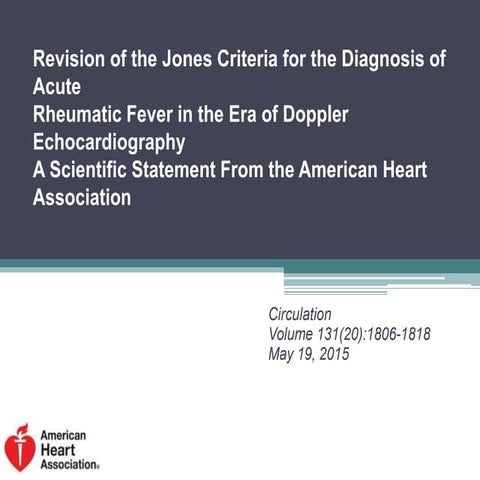 Revision of the Jones Criteria for the Diagnosis of Acute Rheumatic ...
