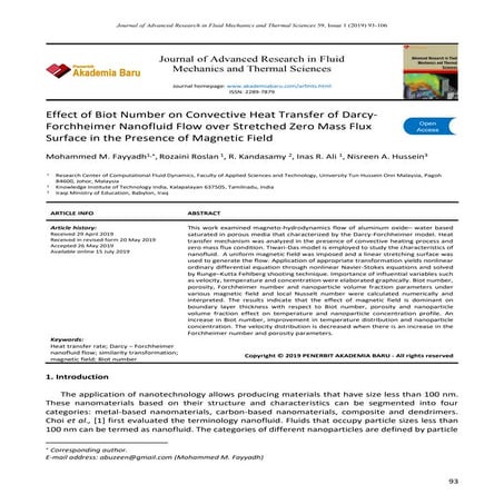 Effect of Biot Number on Convective Heat Transfer of Darcy- Forchheimer ...