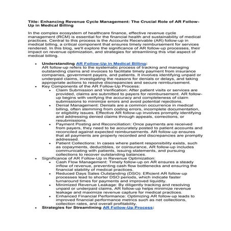 Enhancing Revenue Cycle Management: The Crucial Role of AR Follow-Up in ...