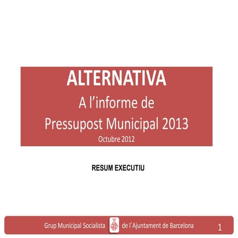 Alternativa a pressupost 2013 | PDF
