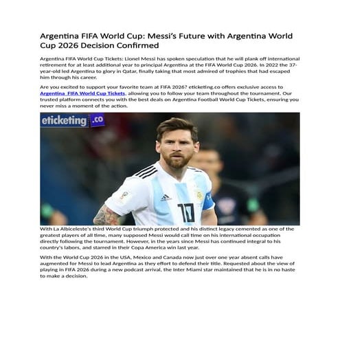 Argentina FIFA World Cup Messi’s Future with Argentina World Cup 2026 ...