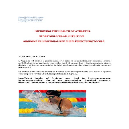 Arginine in supplements protocols | PDF