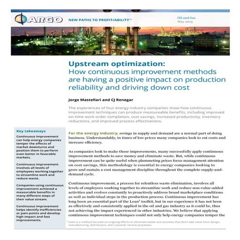 Upstream optimization: How continuous improvement methods are having a ...