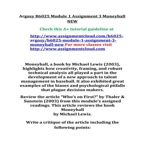 Argosy b6025-module-1-assignment-3-moneyball-new | PDF