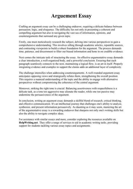 Argumentive Essay Example | PDF | Homework and Study | Education
