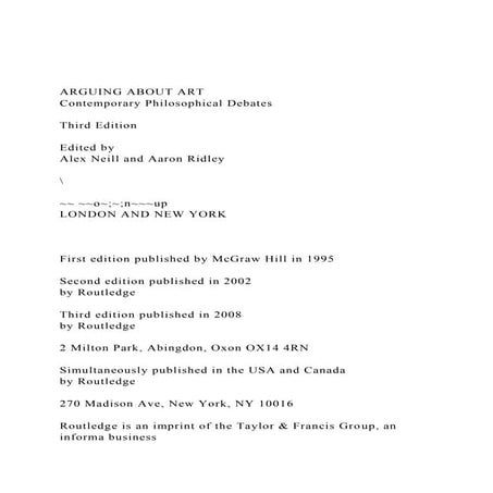 ARGUING ABOUT ART Contemporary Philosophical Debates Thi.docx