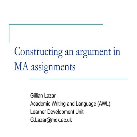 Argument in MA Assignments | PPT