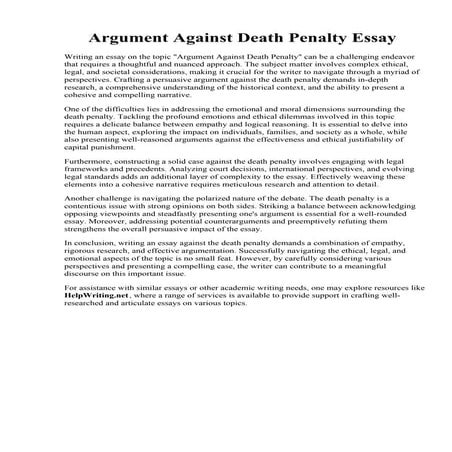 Argument Against Death Penalty Essay | PDF