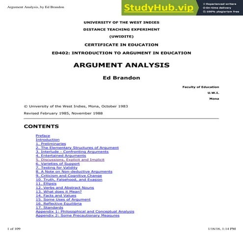 Argument Analysis. | PDF | Educational Assessment | Education