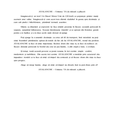 Argumentare nume avalanche | DOCX
