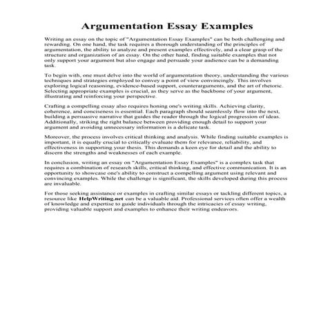 Argumentation Essay Examples | PDF
