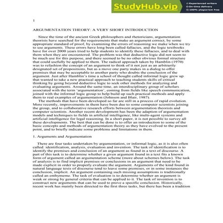 Argumentation Theory A Very Short Introduction Pdf