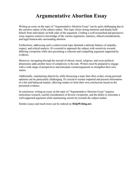 Introduction To Abortion Essay. Universidad Cristiana Logos | PDF