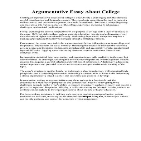 Argumentative Essay About College. How to write an argumentative essay ...