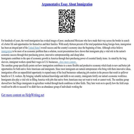 Argumentative Essay About Immigration | PPT