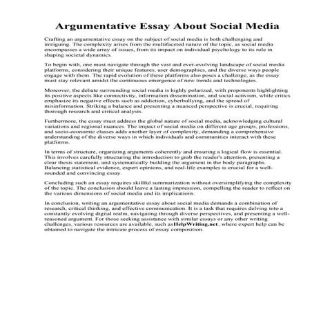 Argumentative Essay About Social Media | PDF | Geography | Science