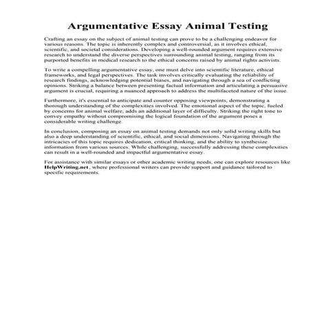 Argumentative Essay Animal Testing | PDF