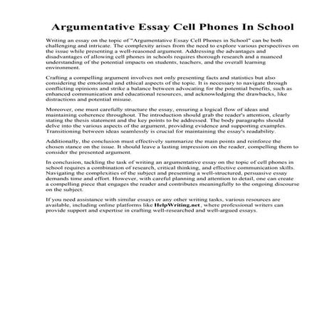 Argumentative Essay Cell Phones In School | PDF
