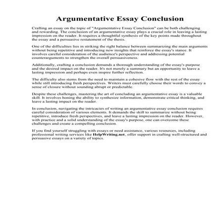 Argumentative Essay Conclusion. Argumentative Essay--Conclusion english ...