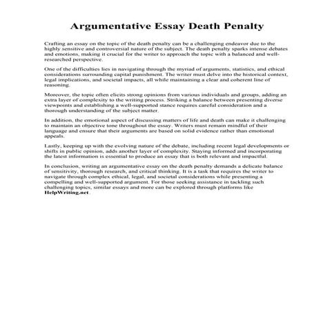 Death Penalty Essay Outline. International Technological University | PDF