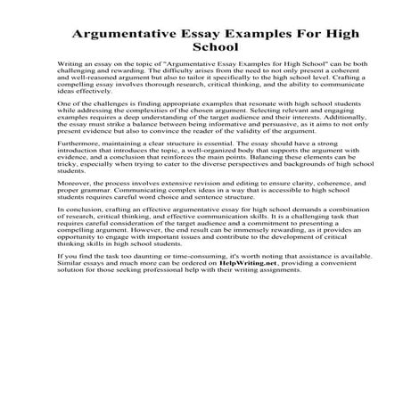 Argumentative Essay Examples For High School.pdf | Secondary Education ...