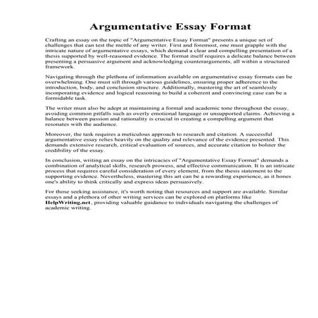 Argumentative Essay Format | PDF