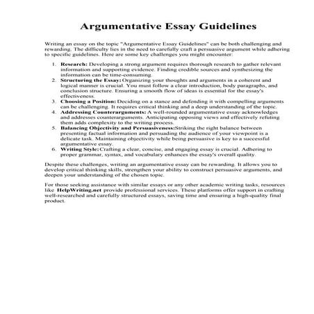 Argumentative Essay Guidelines. New York City College of Technology | PDF