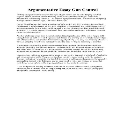 Argumentative Essay Gun Control | PDF