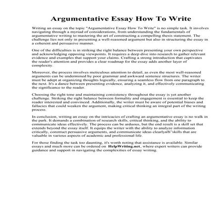 Argumentative Essay How To Write. 016 Argumentative Essays Format Thatsnotus | PDF