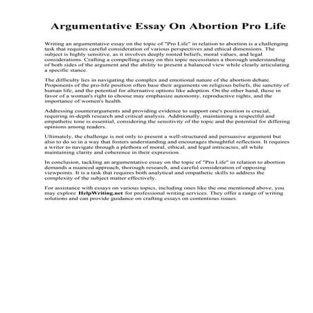 Argumentative Essay On Abortion Pro Life.pdf