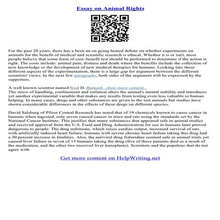 Argumentative Essay On Animal Rights | PDF