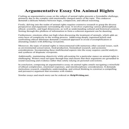 Argumentative Essay On Animal Rights | PDF