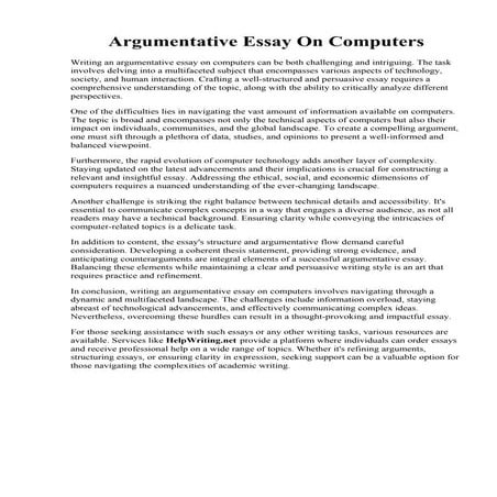 Argumentative Essay On Computers | PDF