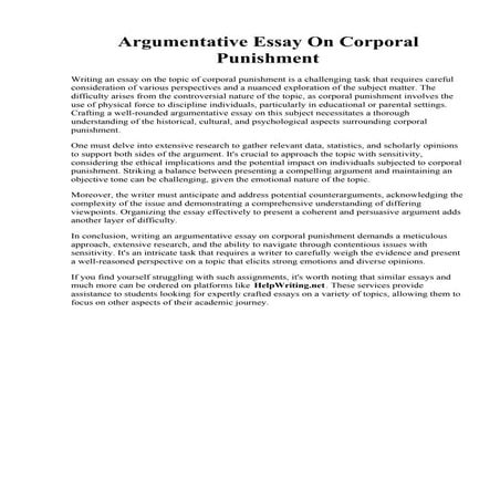 Argumentative Essay On Corporal Punishment | PDF