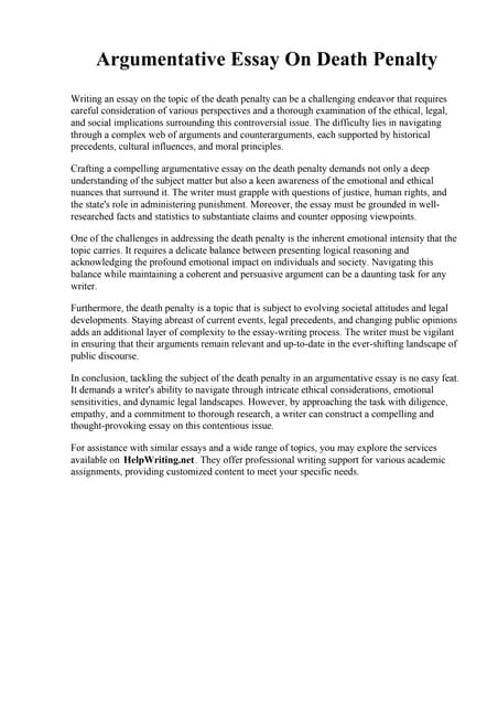The Death Penalty Essay. Carteret Community College | PDF | Homework ...