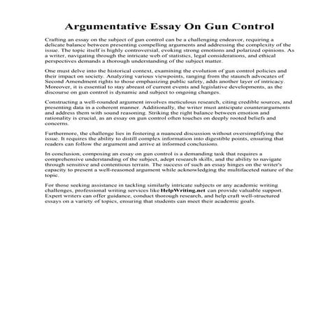 Argumentative Essay On Gun Control | PDF