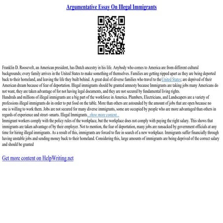 Argumentative Essay On Illegal Immigrants | PPT