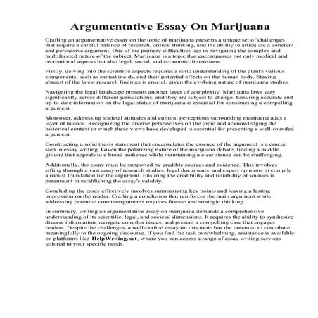 Argumentative Essay On Marijuana. Legalizing Marijuana Thesis Statement ...