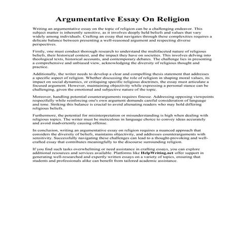 Argumentative Essay On Religion | PDF | Brain and Nervous System ...